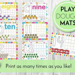 Numbers 1 - 20 Play Doh Mats, Printable Numbers Worksheets, Preschool ...
