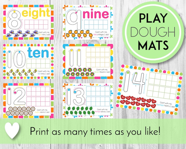 Numbers 1 20 Play Doh Mats Printable Numbers Worksheets | Etsy