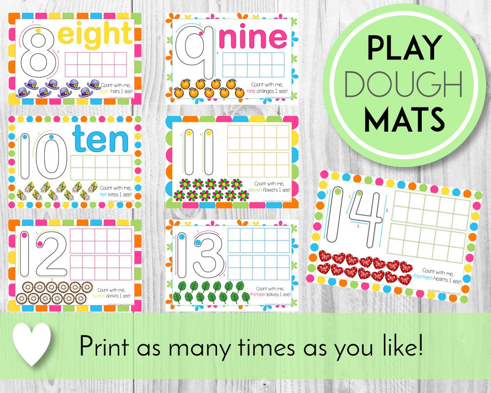 Numbers 1 - 20 Play Doh Mats, Printable Numbers Worksheets, Preschool ...