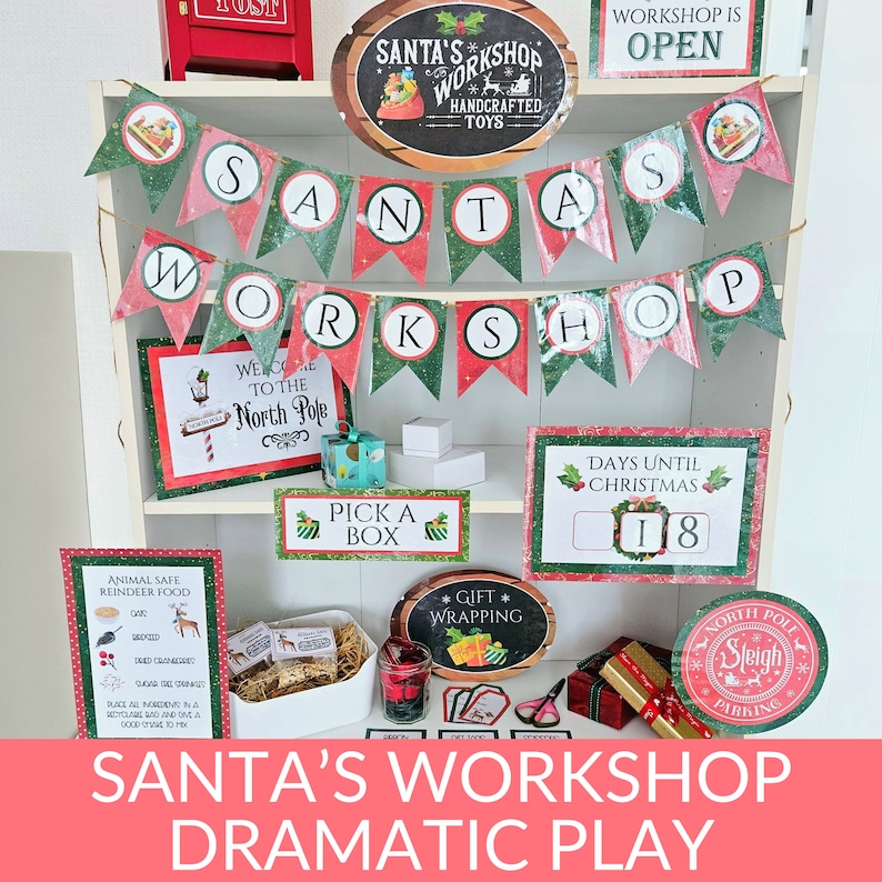 Santa's Workshop Dramatic Play, Christmas North Pole Printable Pretend ...