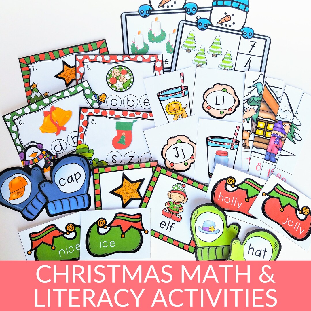 Christmas Literacy and Math Activities, Festive Printables, Preschool ...