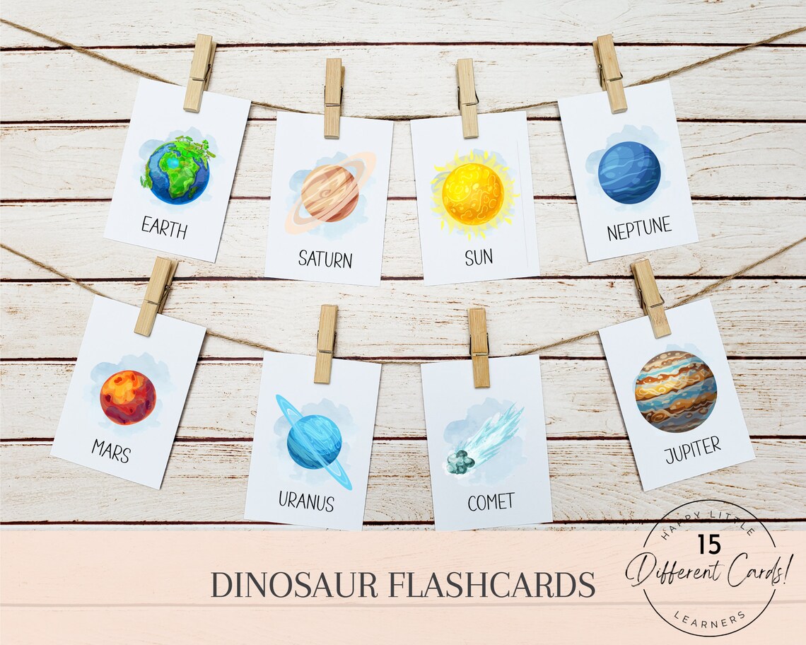Solar System Planet Flashcards Preschool Printables - Etsy