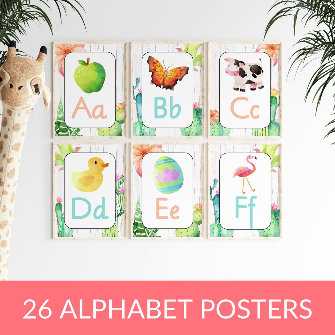 Watercolour Alphabet Preschool Printable Posters, Kindergarten ABC ...