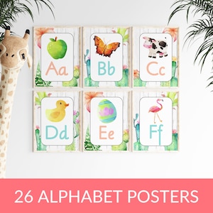 Watercolour Alphabet Preschool Printable Posters, Kindergarten ABC ...