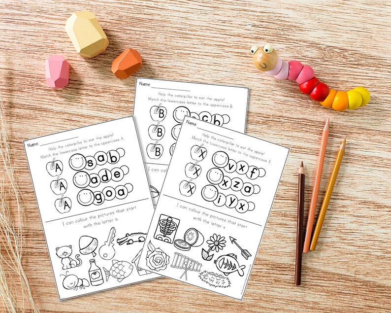 Alphabet Preschool Printable Worksheets ABC Match and Color | Etsy