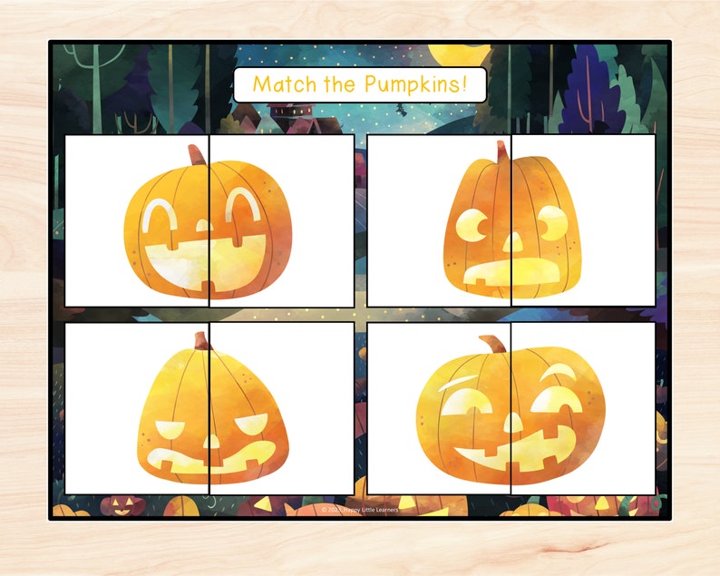 Halloween Pumpkin Toddler Matching Activity, Preschool Kids Jack O ...