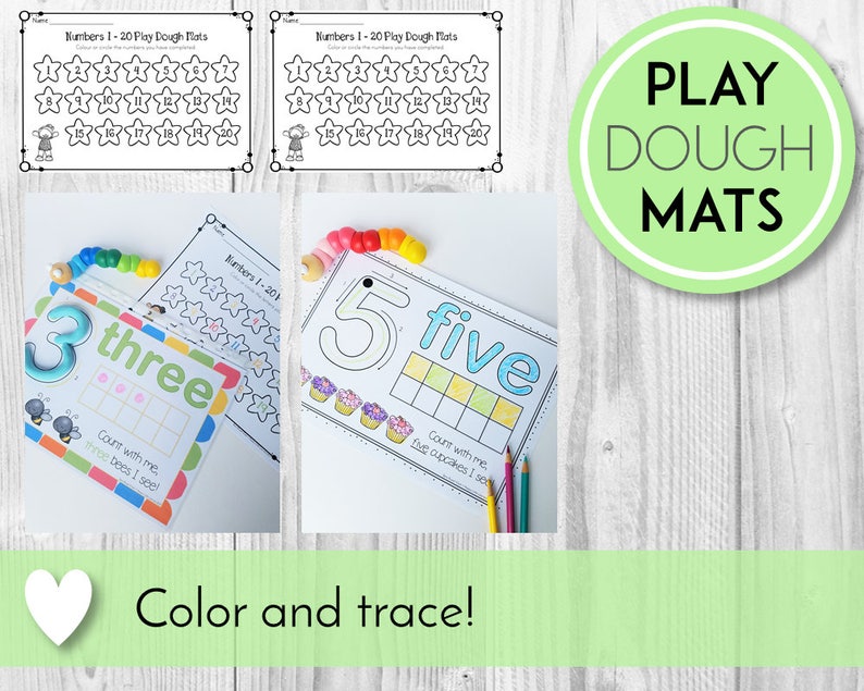 Numbers 1 20 Play Doh Mats Printable Numbers Worksheets | Etsy