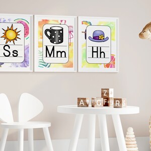Alphabet Preschool Printable Posters, Learning the Alphabet Watercolor ...