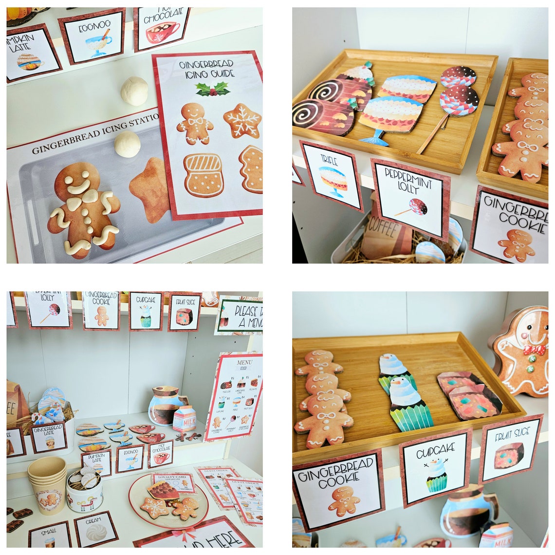 Christmas Gingerbread Bakery Dramatic Play, Printable Pretend Playset ...