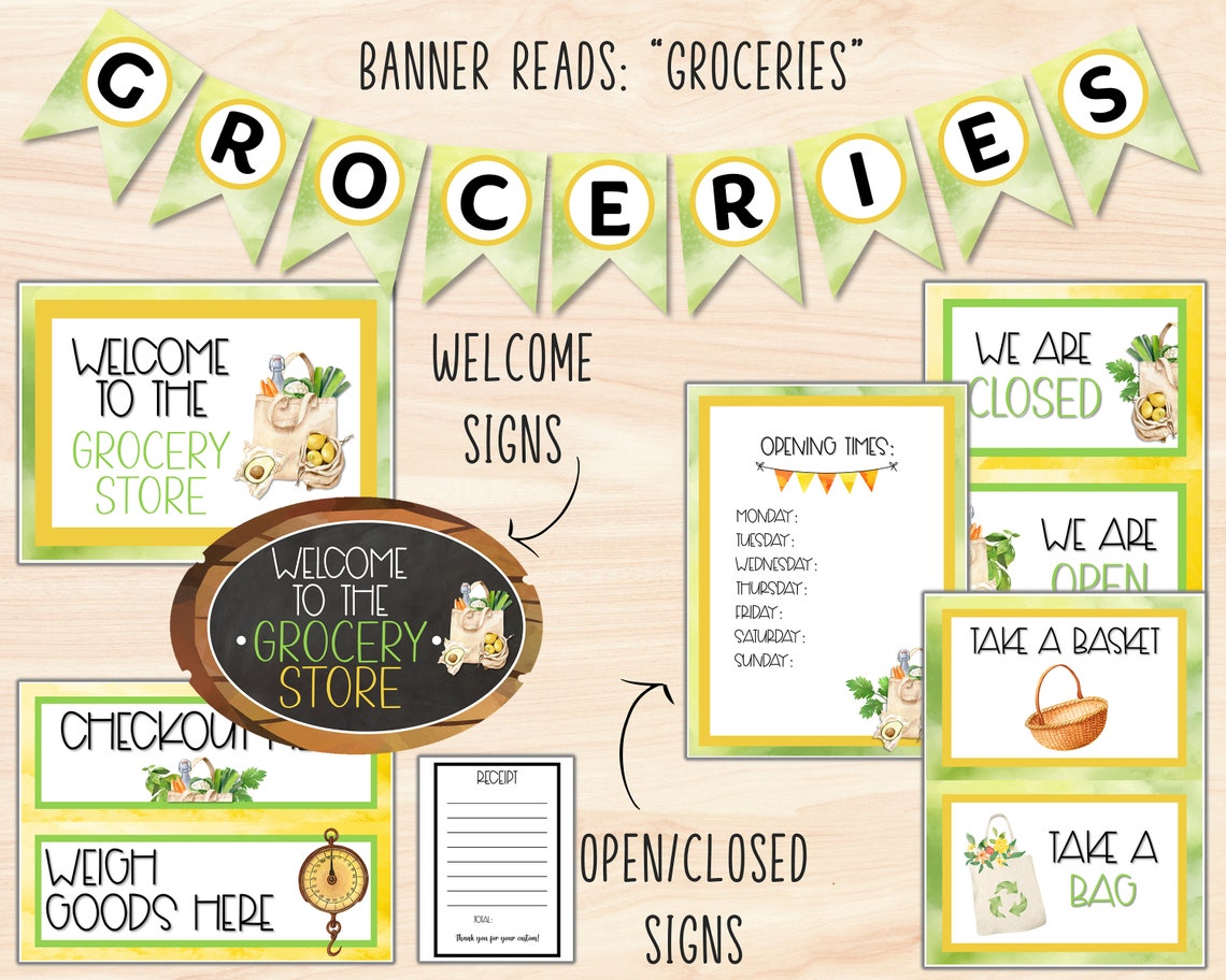 Grocery Shop Dramatic Play, Pretend Play Printable, Groceries Pretend ...