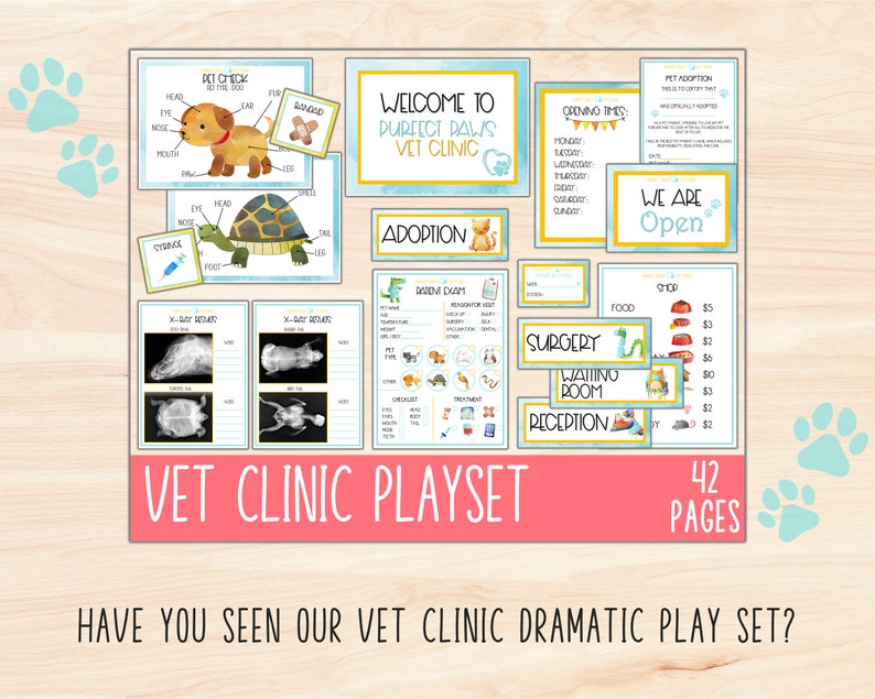 Vet Clinic Dramatic Play, Pretend Play Printable, Pet Play, Animal X ...