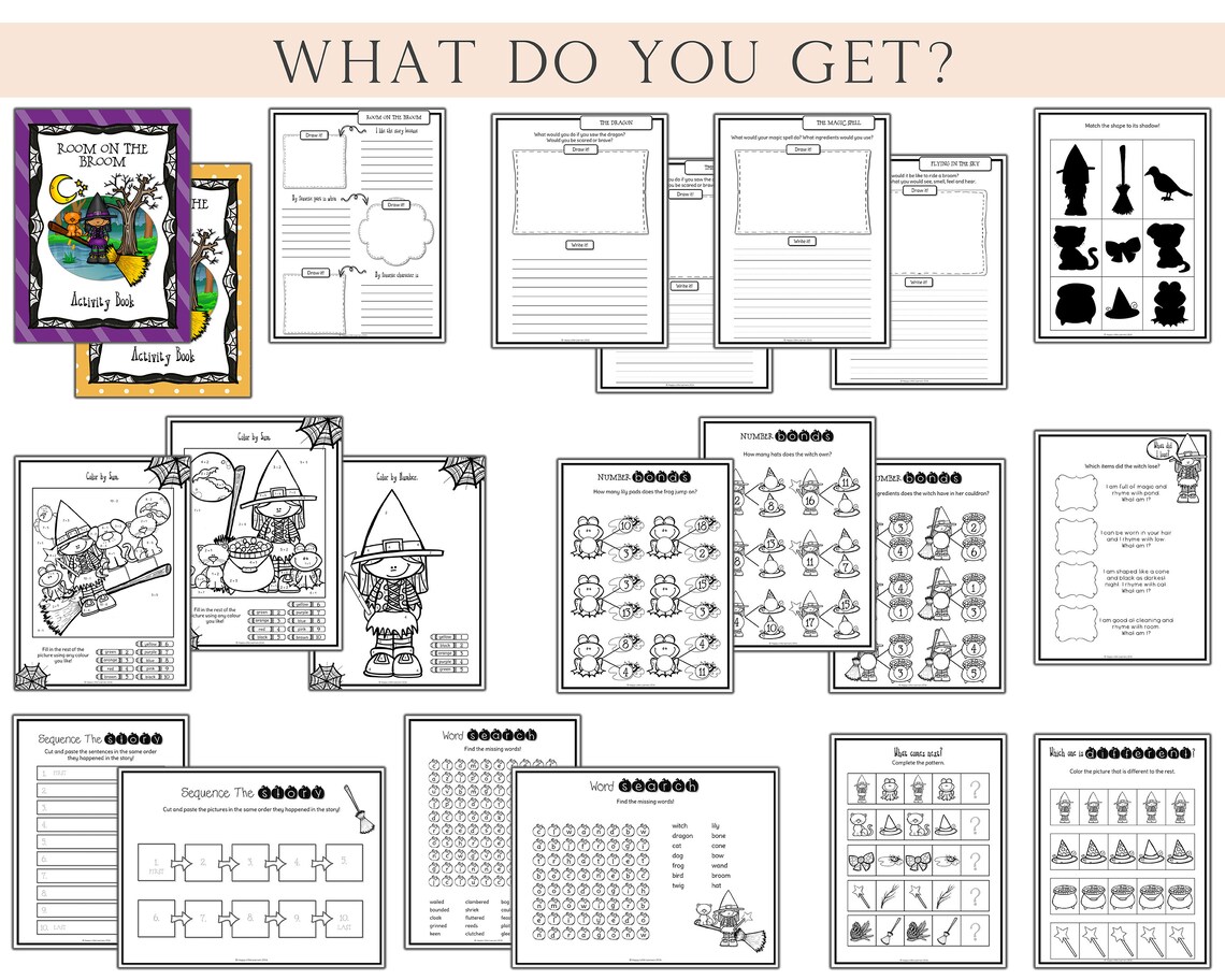 Room on the Broom Halloween Activity Pages Printable Bundle, Holiday ...
