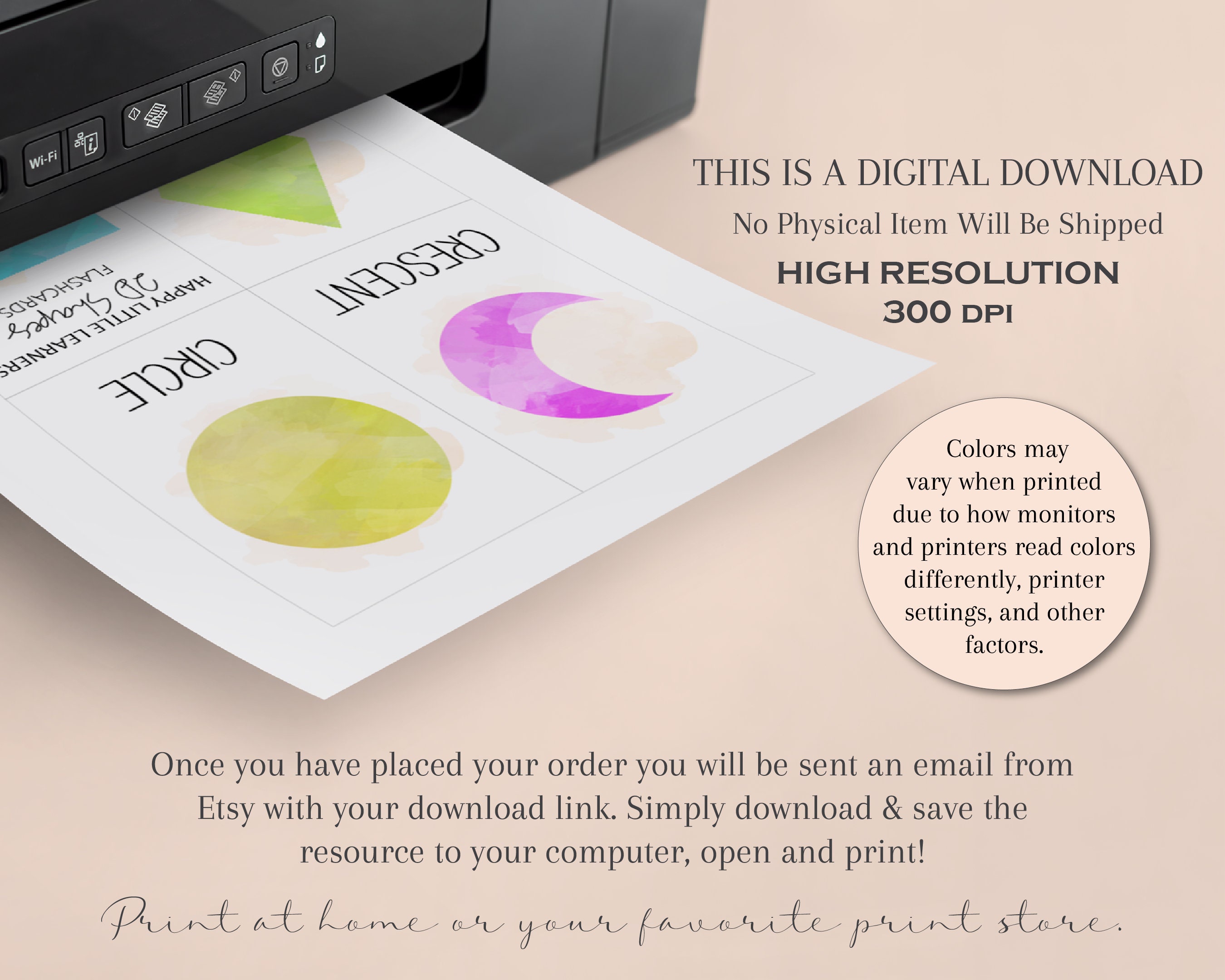 Watercolor 2D Shapes Flashcards Preschool Printables - Etsy Canada