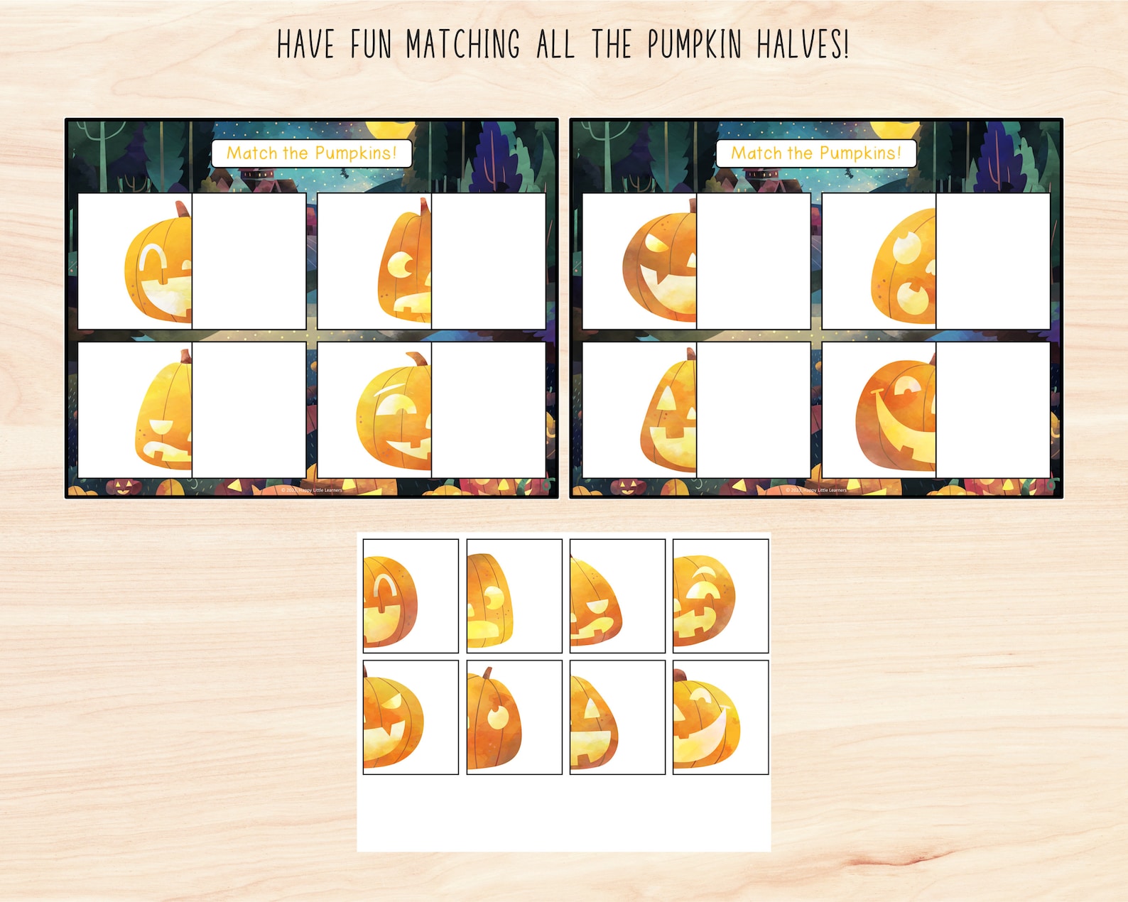 Halloween Pumpkin Toddler Matching Activity, Preschool Kids Jack O ...