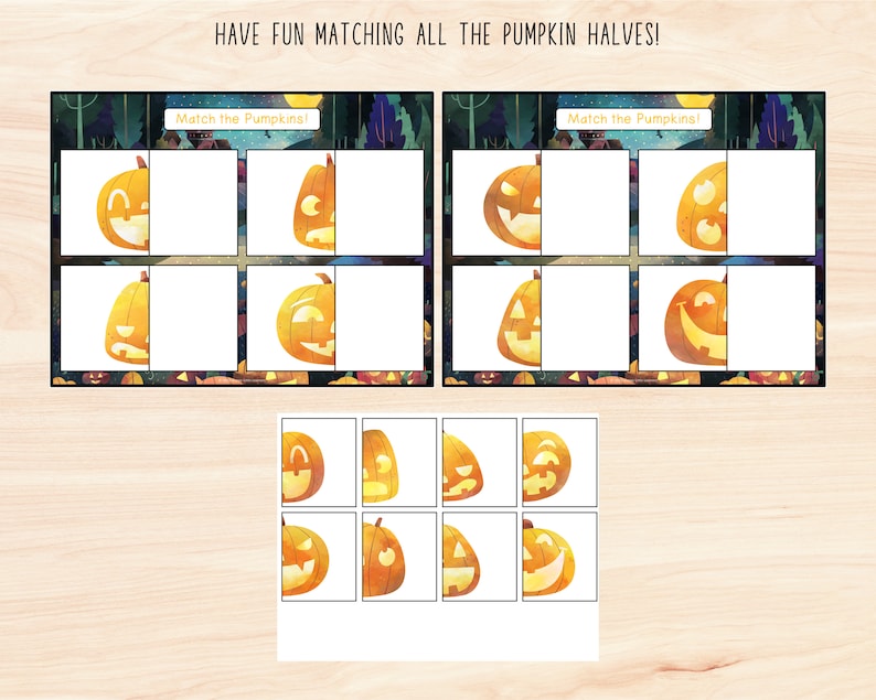 Halloween Pumpkin Toddler Matching Activity, Preschool Kids Jack O ...