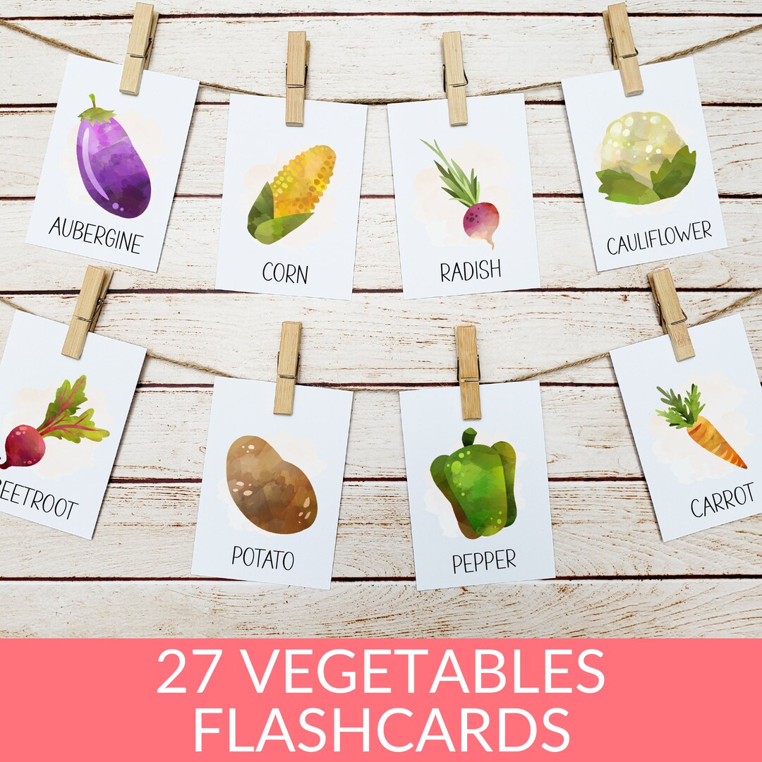 Vegetable Flashcards Preschool Printables, Montessori Cards, Toddler ...