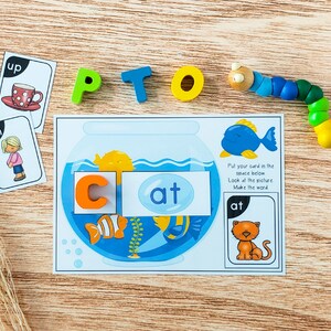 CVC Word Family Preschool Printables Phonics Mats, Kindergarten Kids ...