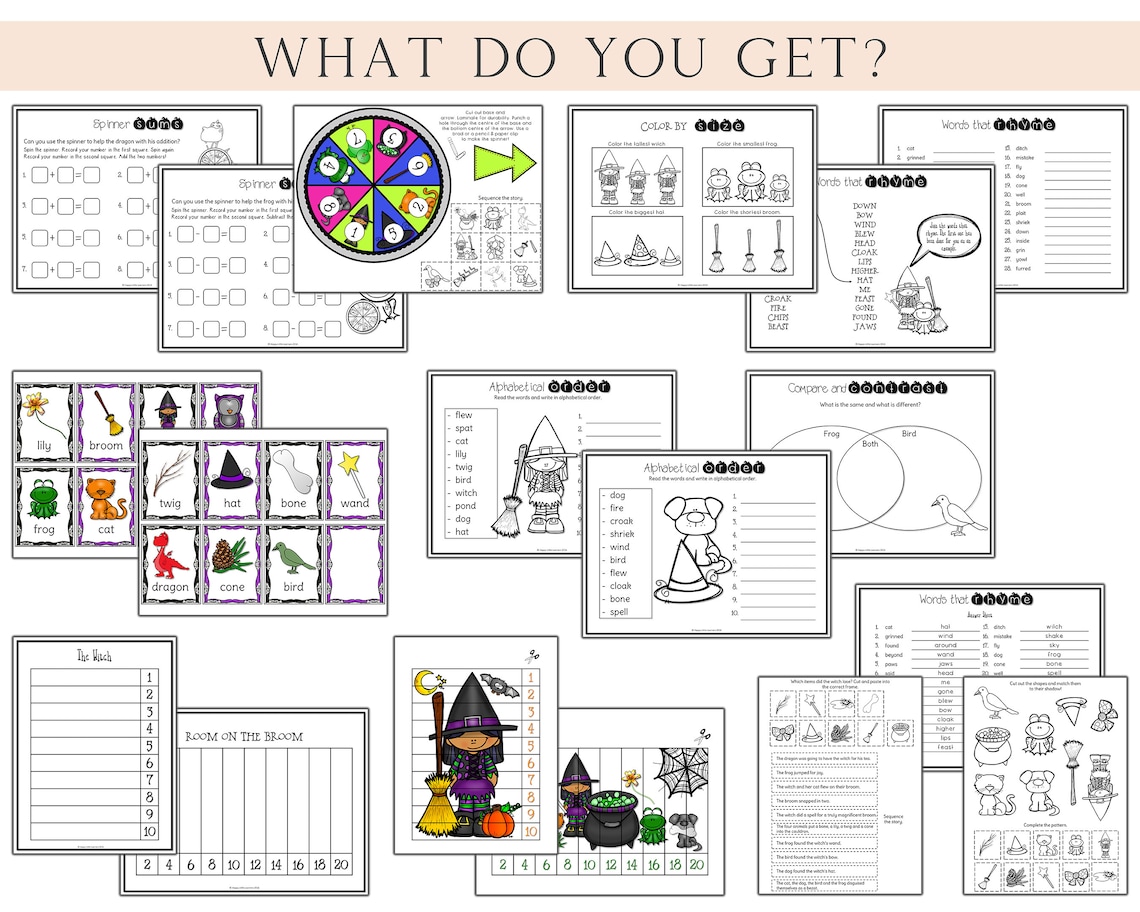 Room on the Broom Halloween Activity Pages Printable Bundle, Holiday ...
