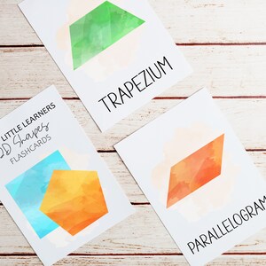 Watercolor 2D Shapes Flashcards Preschool Printables, Montessori Shape ...
