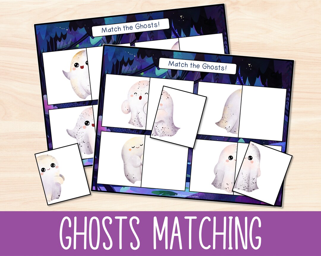 Halloween Ghosts Toddler Matching Activity, Preschool Kids Halloween ...