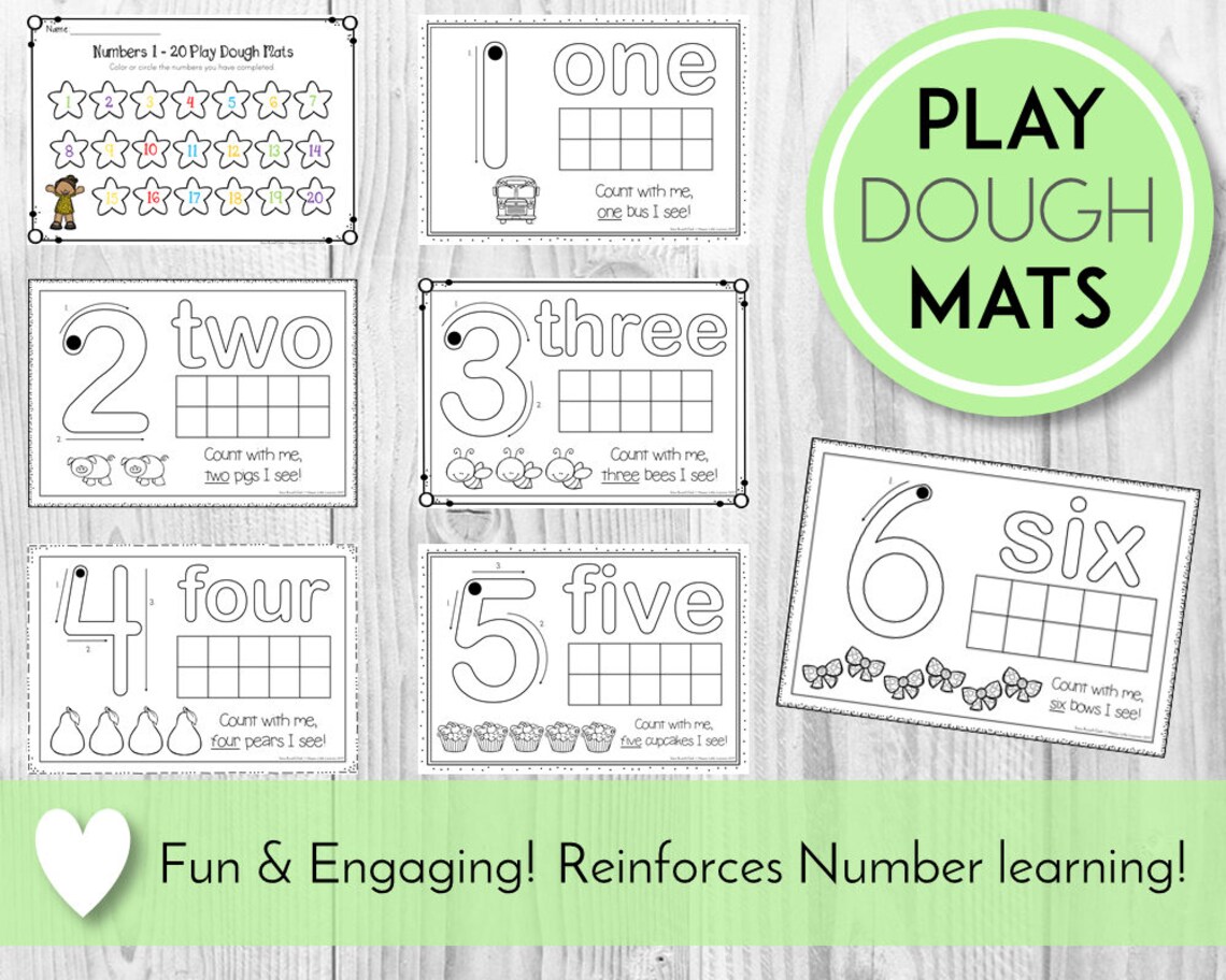 Numbers 1 20 Play Doh Mats, Printable Numbers Worksheets, Preschool ...