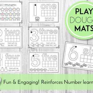 Numbers 1 - 20 Play Doh Mats, Printable Numbers Worksheets, Preschool ...