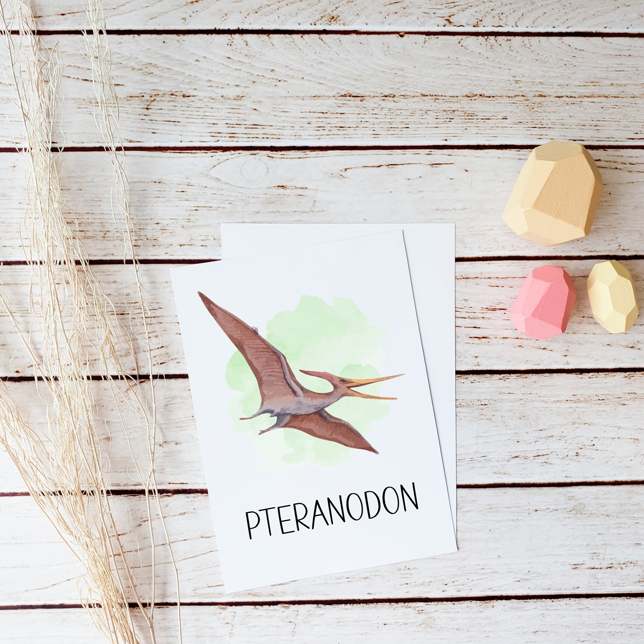 Dinosaur Flashcards Preschool Printables, Watercolor Montessori Cards ...