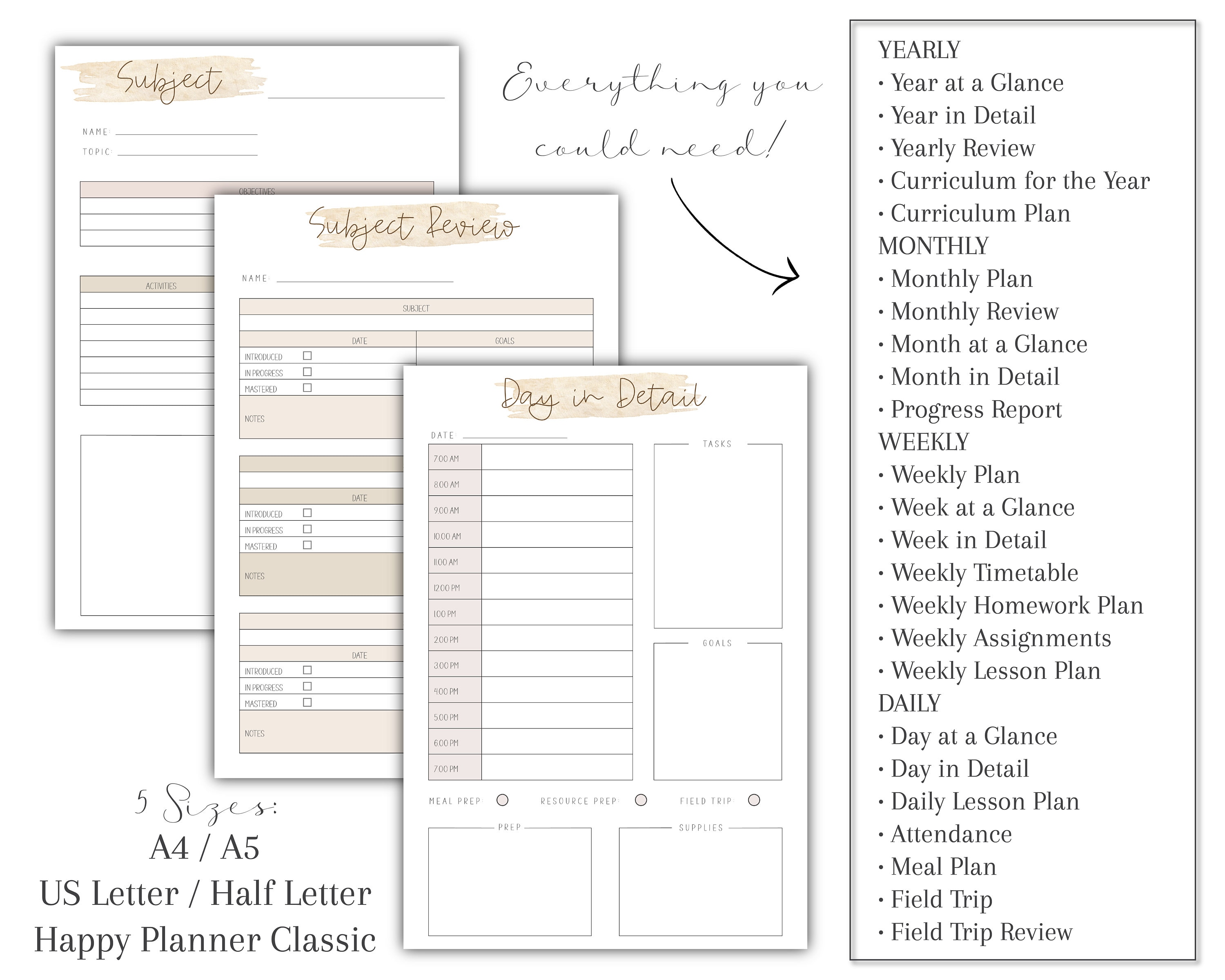 Boho Printable Homeschool Planner Homeschool Organizer - Etsy