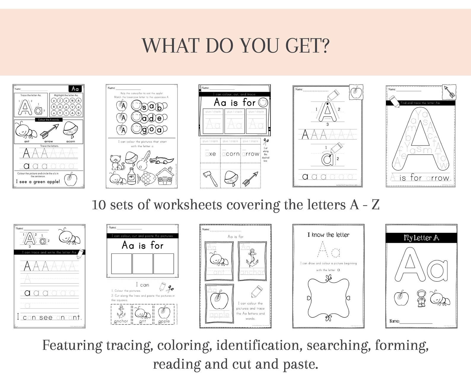 Preschool Printables Alphabet Worksheets, Kindergarten ABC Learning ...