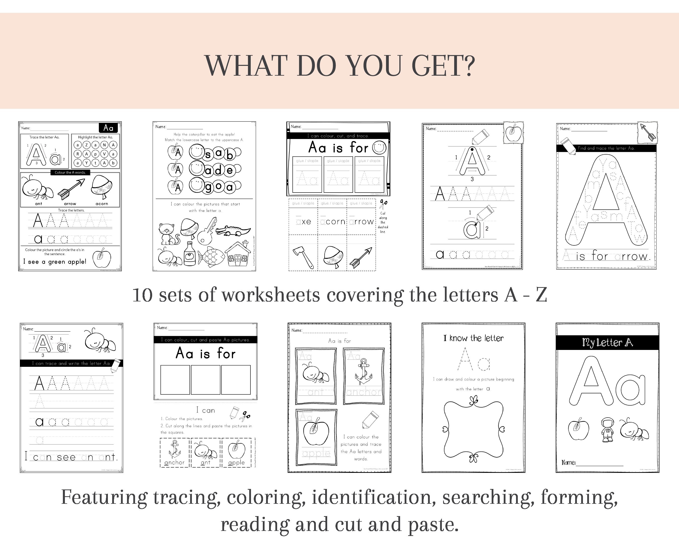 Preschool Printables Alphabet Worksheets, Kindergarten ABC Learning ...