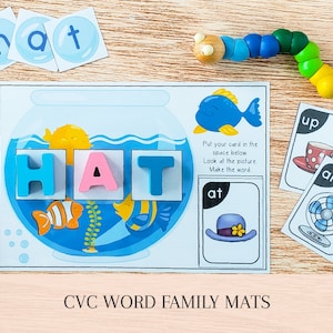 CVC Word Family Preschool Printables Phonics Mats, Kindergarten Kids ...