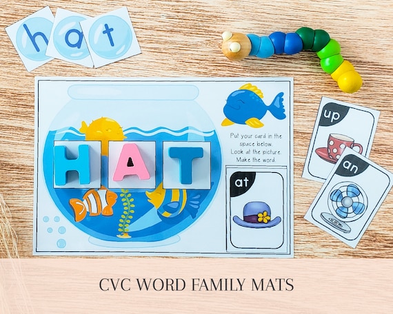 CVC Word Family Preschool Printables Phonics Mats | Etsy