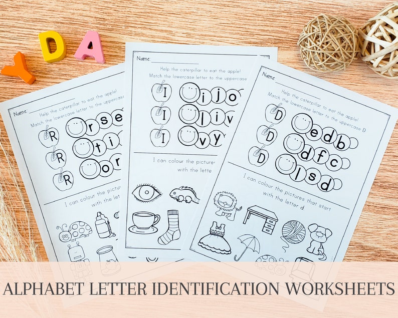 Alphabet Preschool Printable Worksheets ABC Match and Color | Etsy