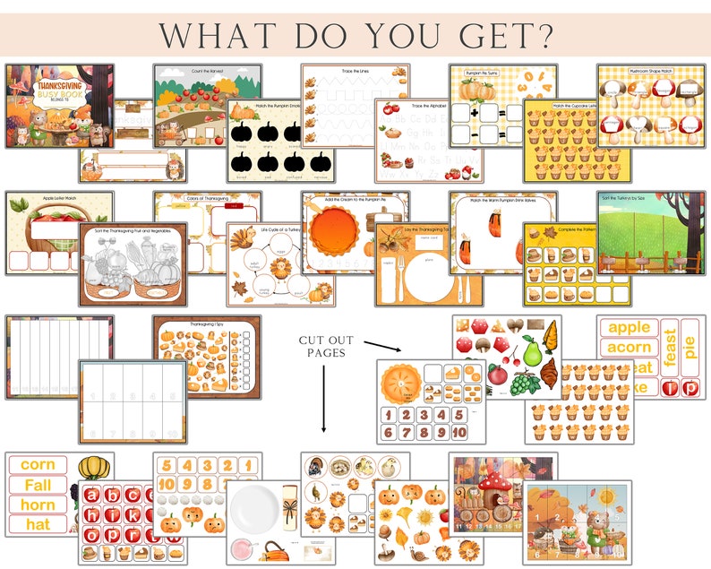 Thanksgiving Busy Book Printable, Toddler Homeschool Learning Binder ...