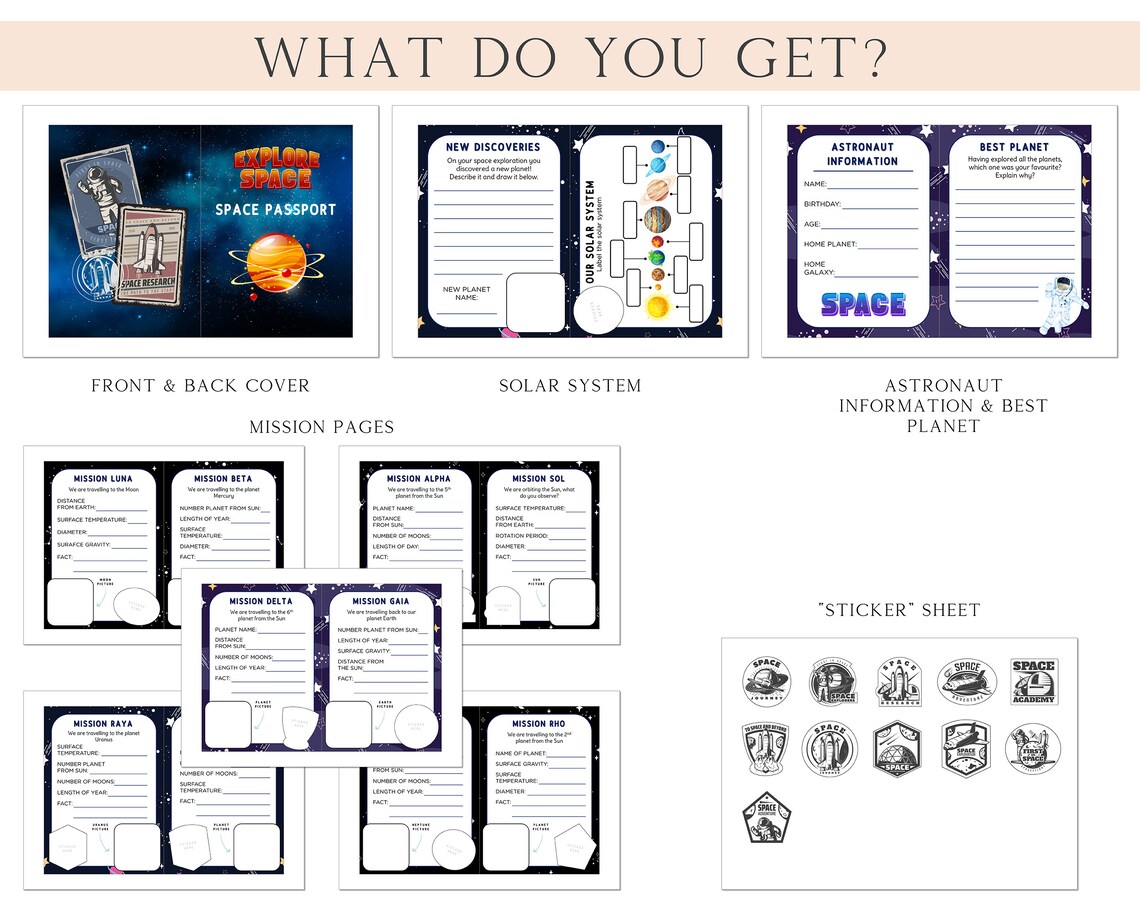 Solar System Astronaut Passport, Printable Toddler Space Planets ...