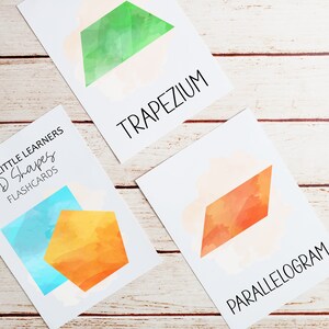 Watercolor 2D Shapes Flashcards Preschool Printables - Etsy