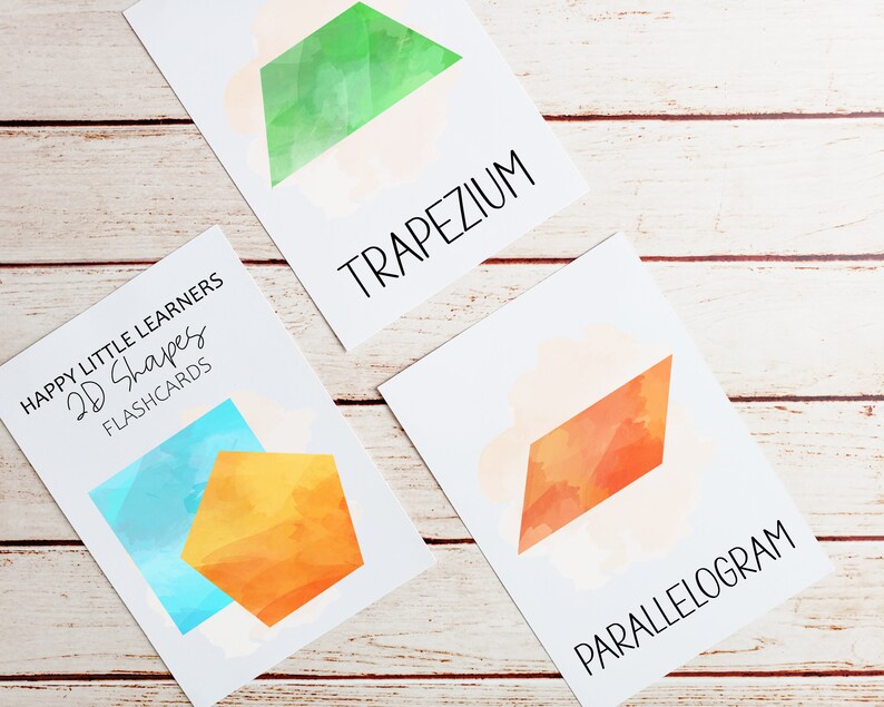 Watercolor 2D Shapes Flashcards Preschool Printables - Etsy