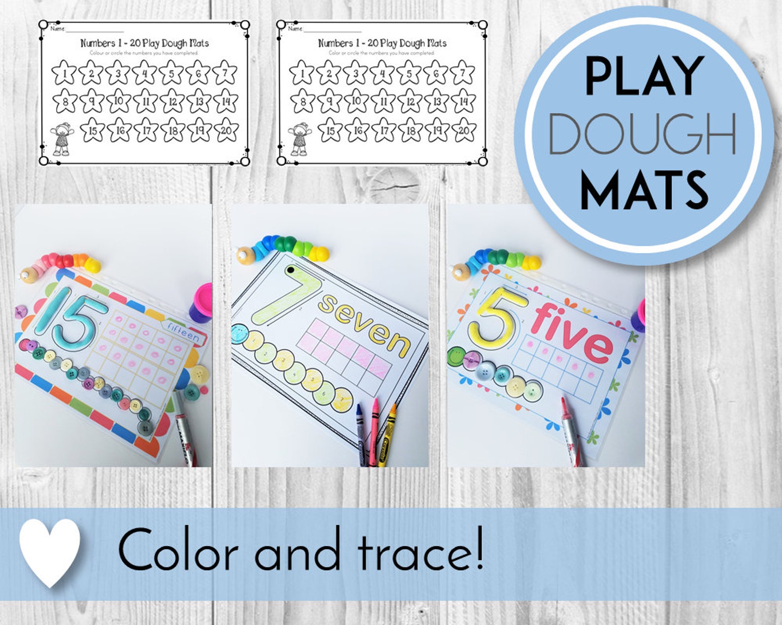 Numbers 1 - 20 Play Doh Mats, Printable Counting Numbers Worksheet ...