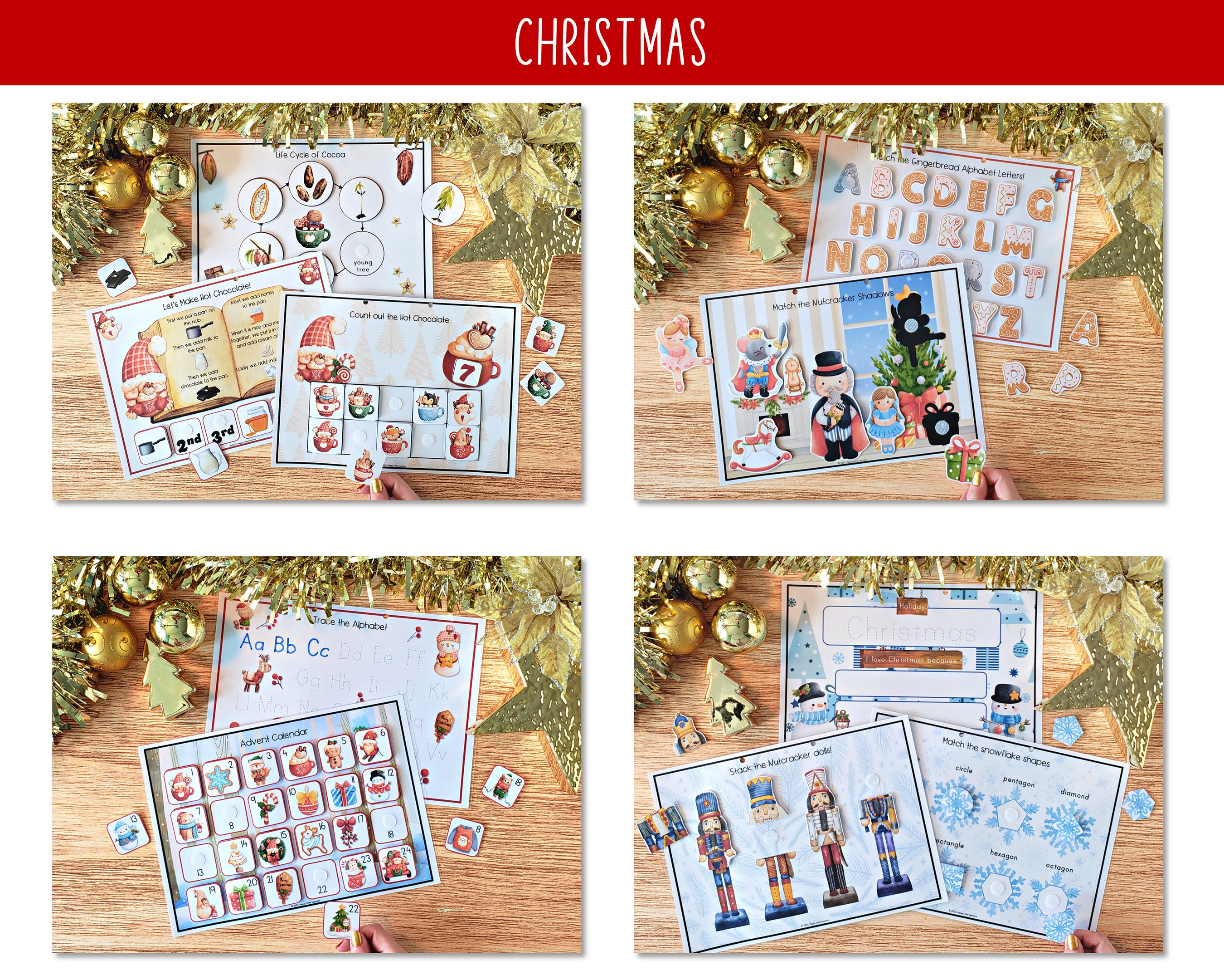 Holiday Busy Book Printables Set of 3 Homeschool Toddler Busy - Etsy