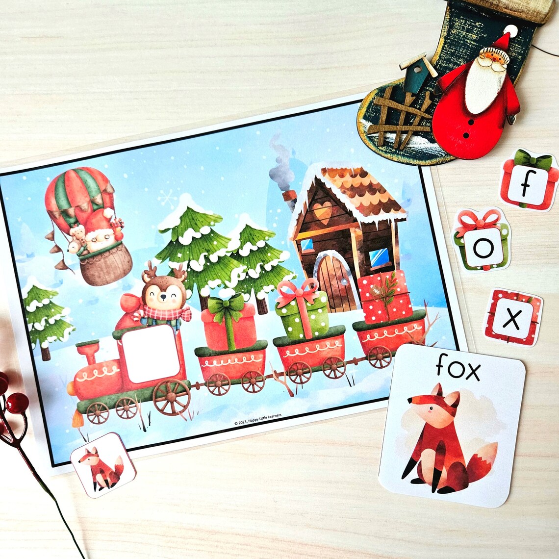 Christmas Train CVC Words Toddler Matching Activity, Prek Kids Fun ...