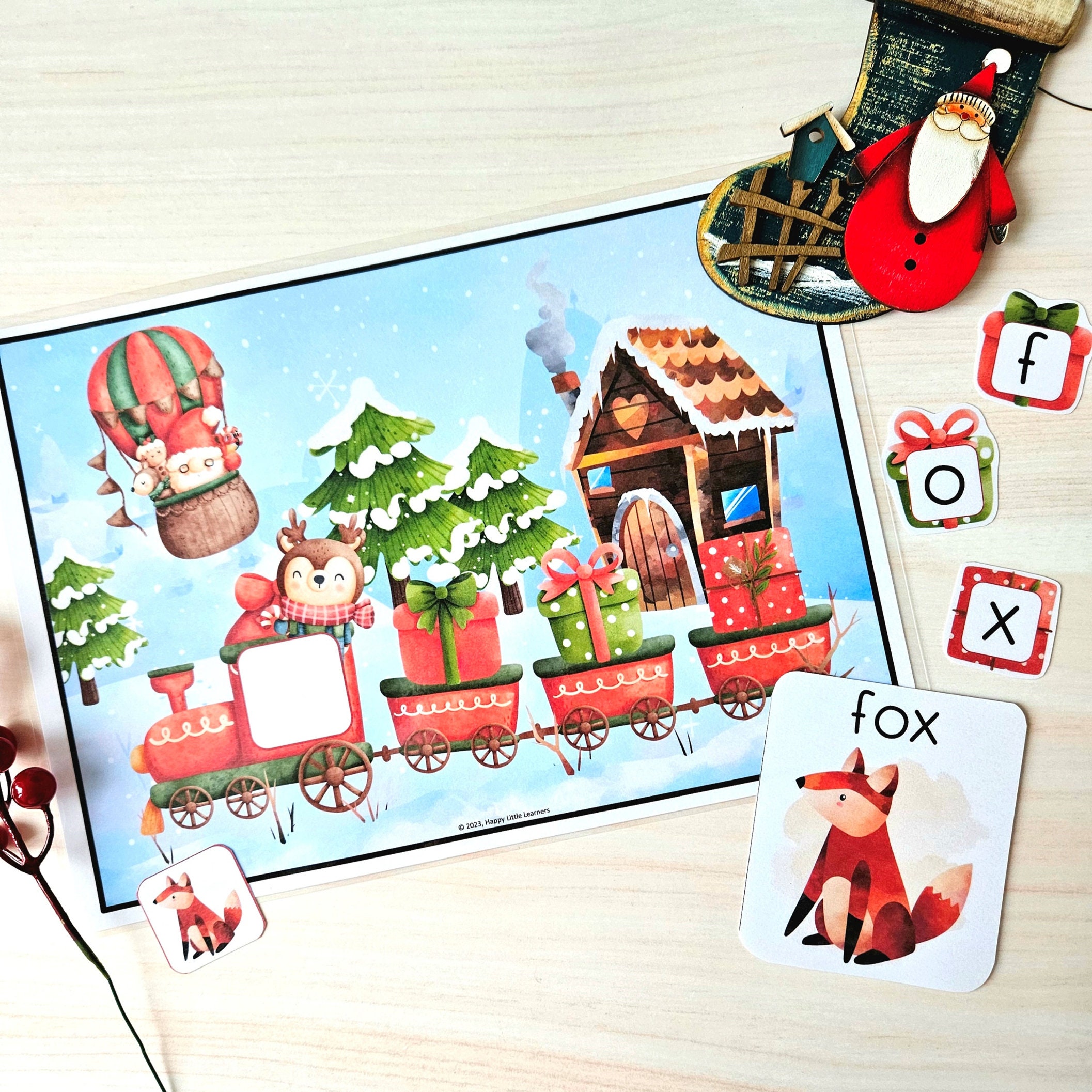 Christmas Train CVC Words Toddler Matching Activity, Prek Kids Fun ...