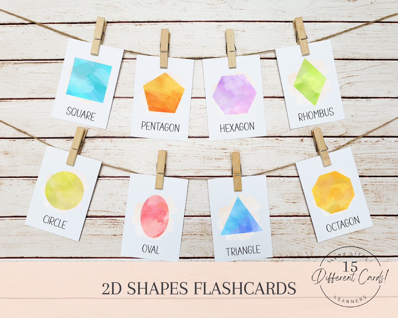 Watercolor 2D Shapes Flashcards Preschool Printables - Etsy Canada