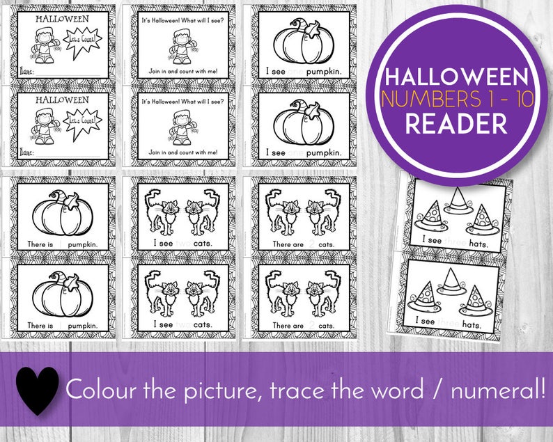 Halloween Emergent Reader, Numbers Book, Numbers 1 - 10, Learning ...