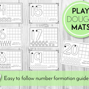 Numbers 1 - 20 Play Doh Mats, Printable Numbers Worksheets, Preschool ...