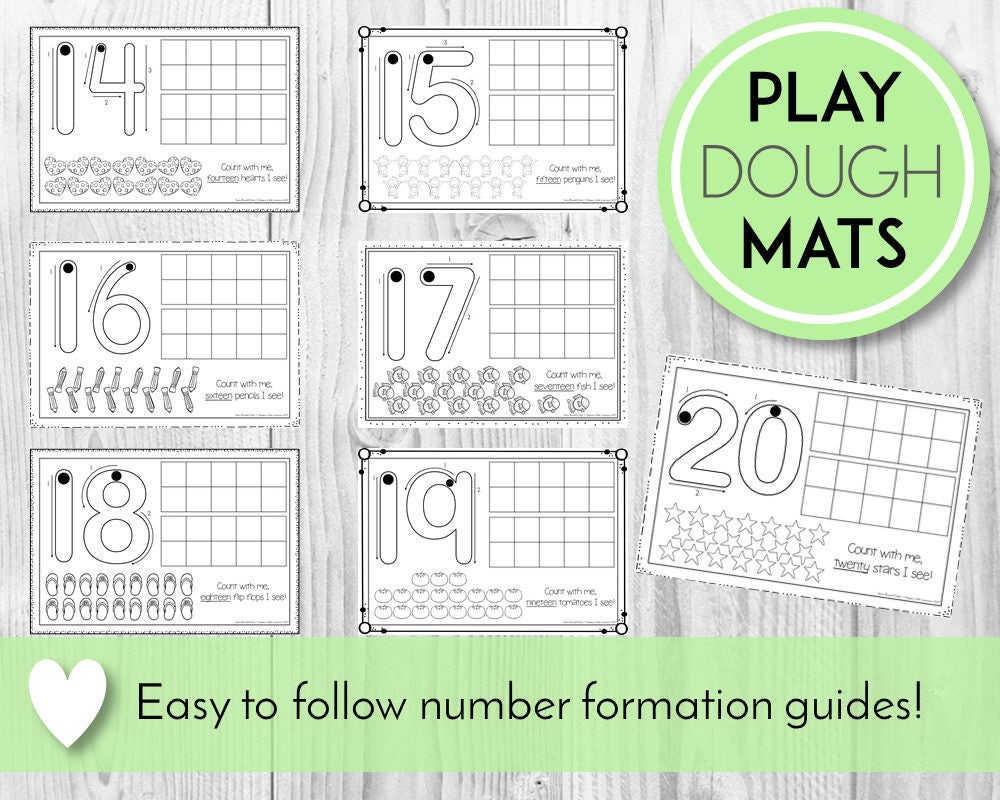 Numbers 1 - 20 Play Doh Mats, Printable Numbers Worksheets, Preschool ...