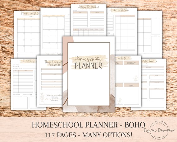 Boho Printable Homeschool Planner Homeschool Organizer - Etsy