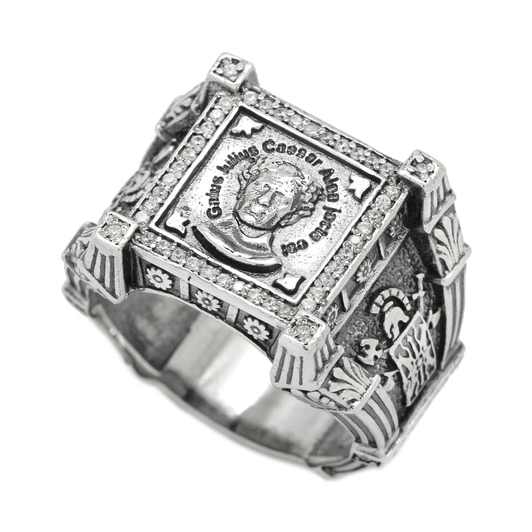 Gaius Julius Caesar Alea Iacta Est, Roman Emperor Ring, Man Silver Ring ...