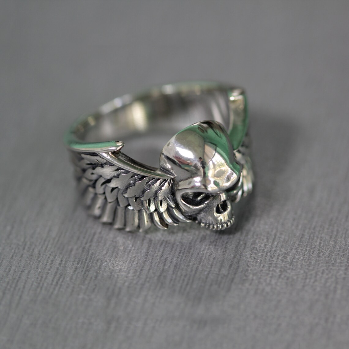 Skull and Wings Ring Sterling Silver 925 - Etsy