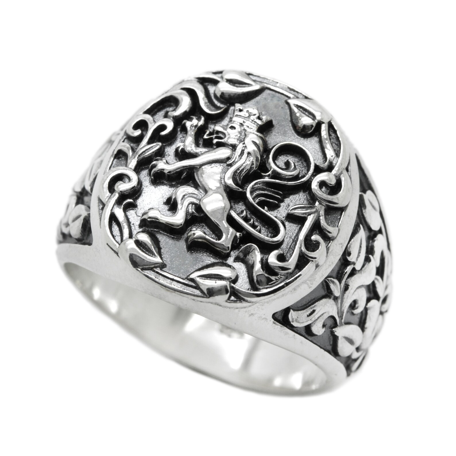 Rampant Lion Heraldry Men Ring Sterling Silver - Etsy