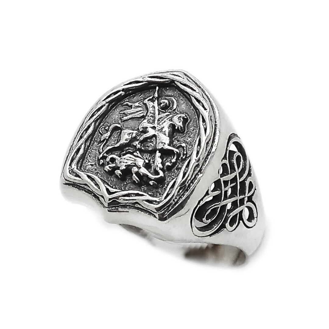 Saint George Shield Ring – Mens Orthodox Mens Signet Ring – Sterling ...